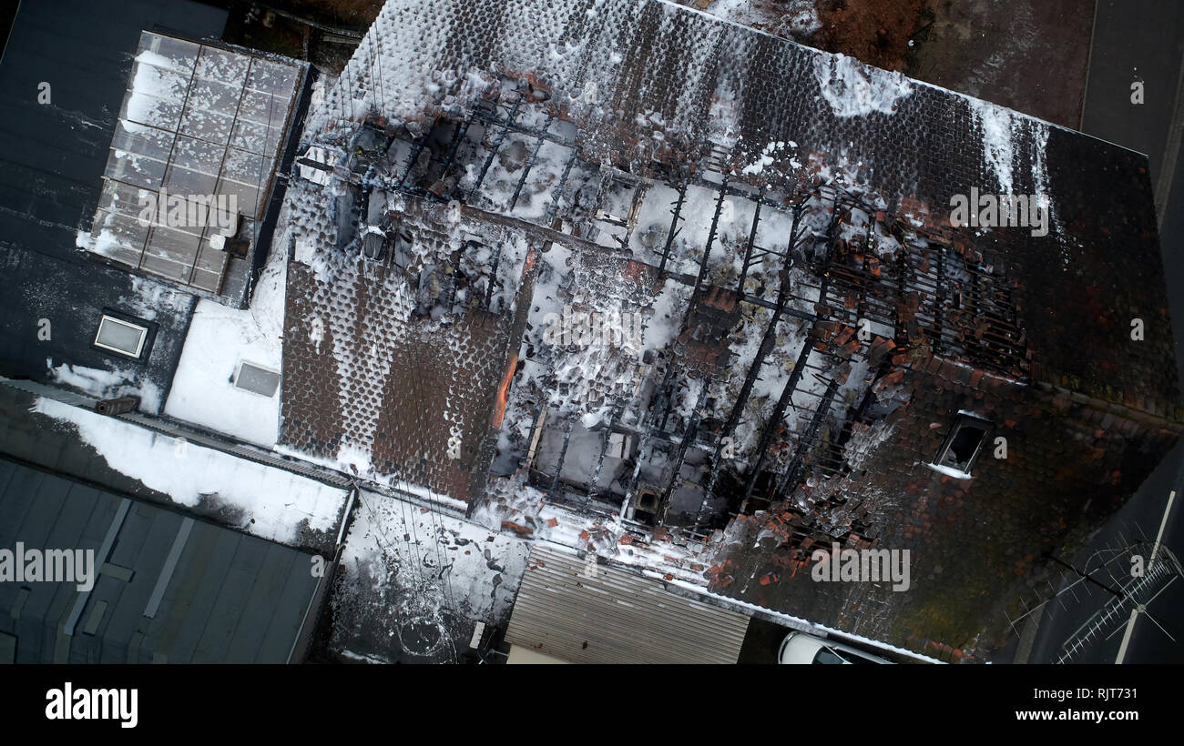 Aerial of fire burnt out building hi-res stock photography and images ...