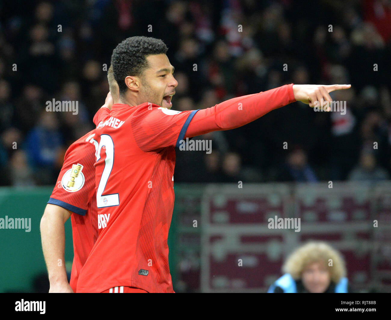 Berlin, Deutschland. 06th Feb, 2019. Serge GNABRY (M), jubilation ...