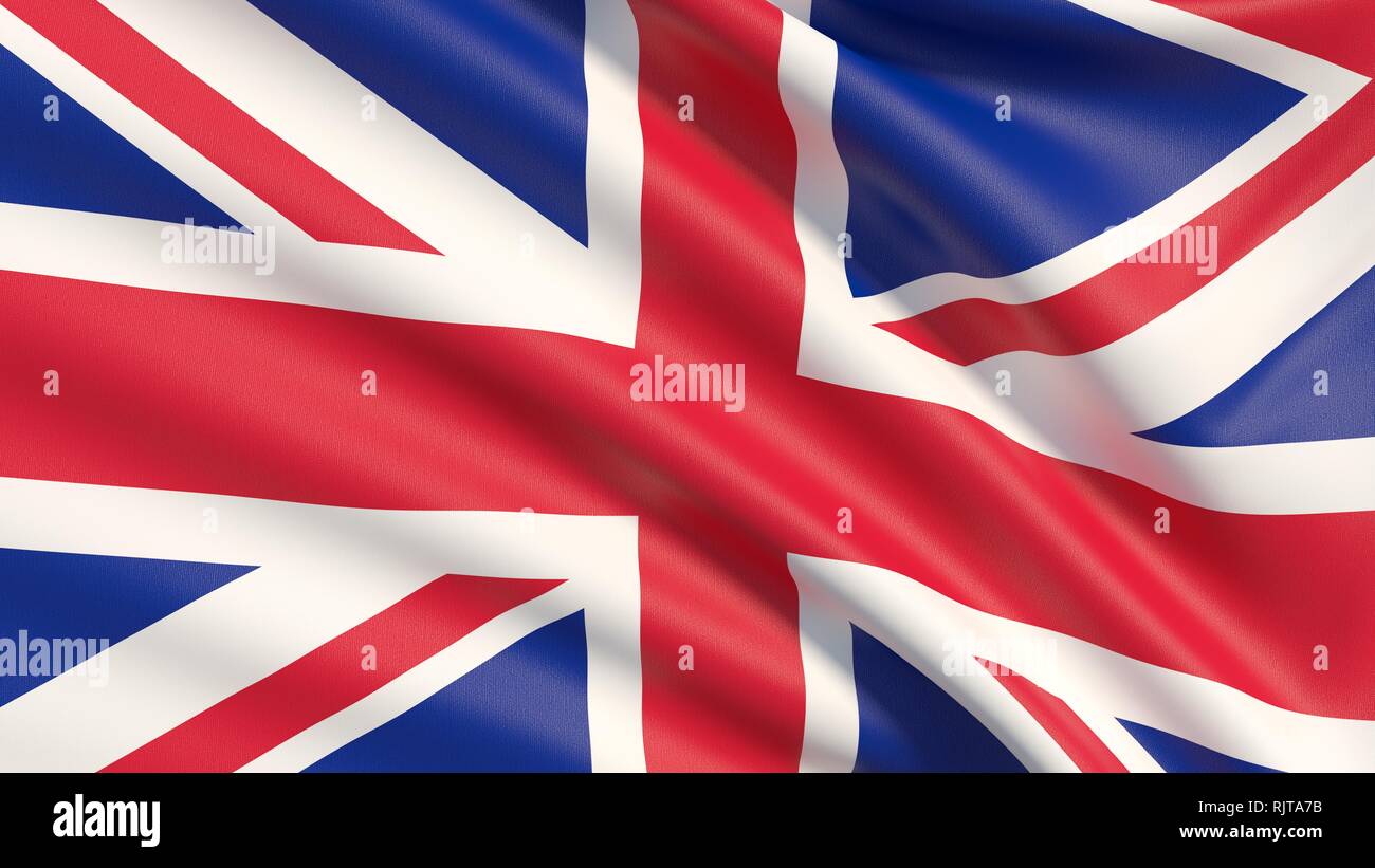 Flag of United Kingdom. Waved highly detailed fabric texture Stock ...