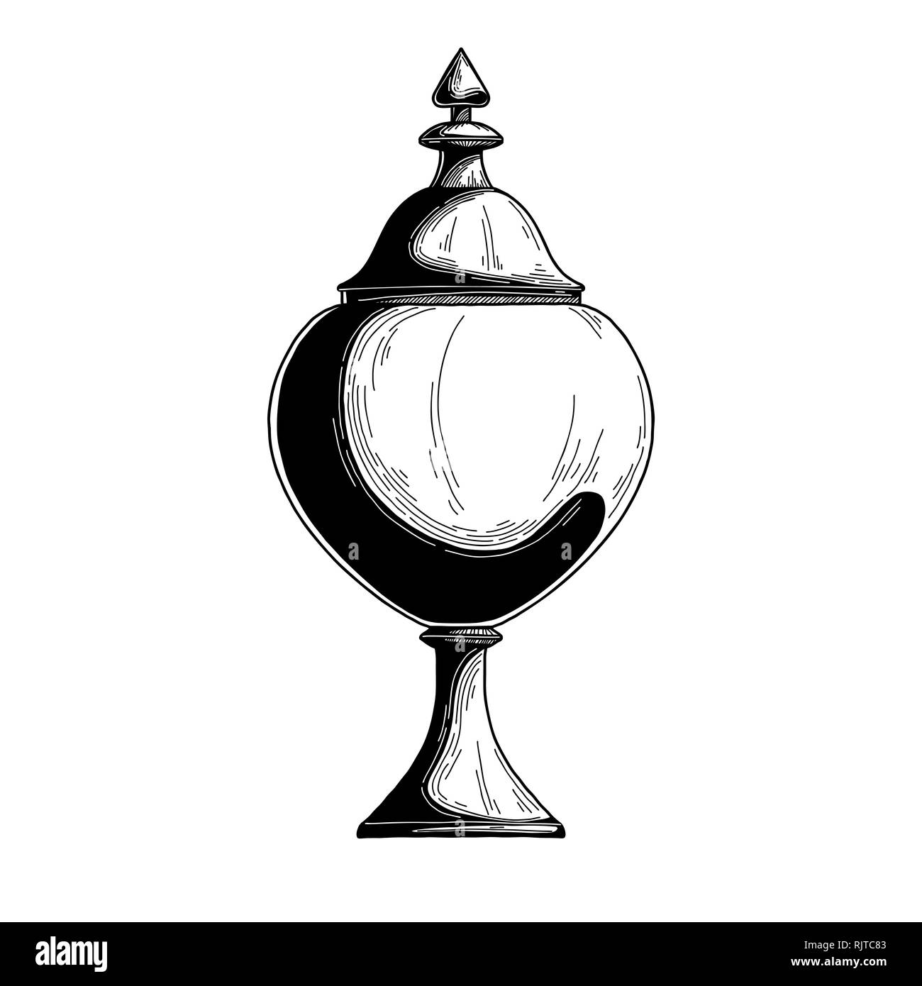 Candy jar, sugar bowl. Realistic sketch. Isolated illustration on white ...