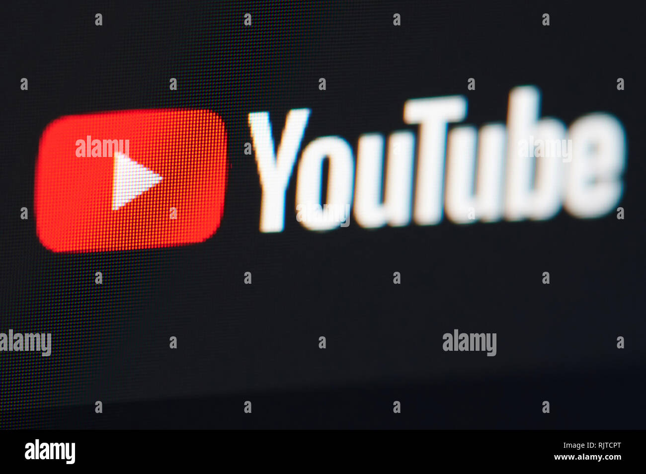 New york, USA - february 6, 2019: Youtube icon on laptop screen ...