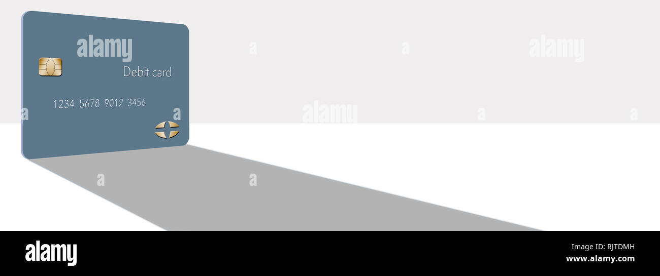 A debit card casts a shadow in this minimalist image with limited color ...