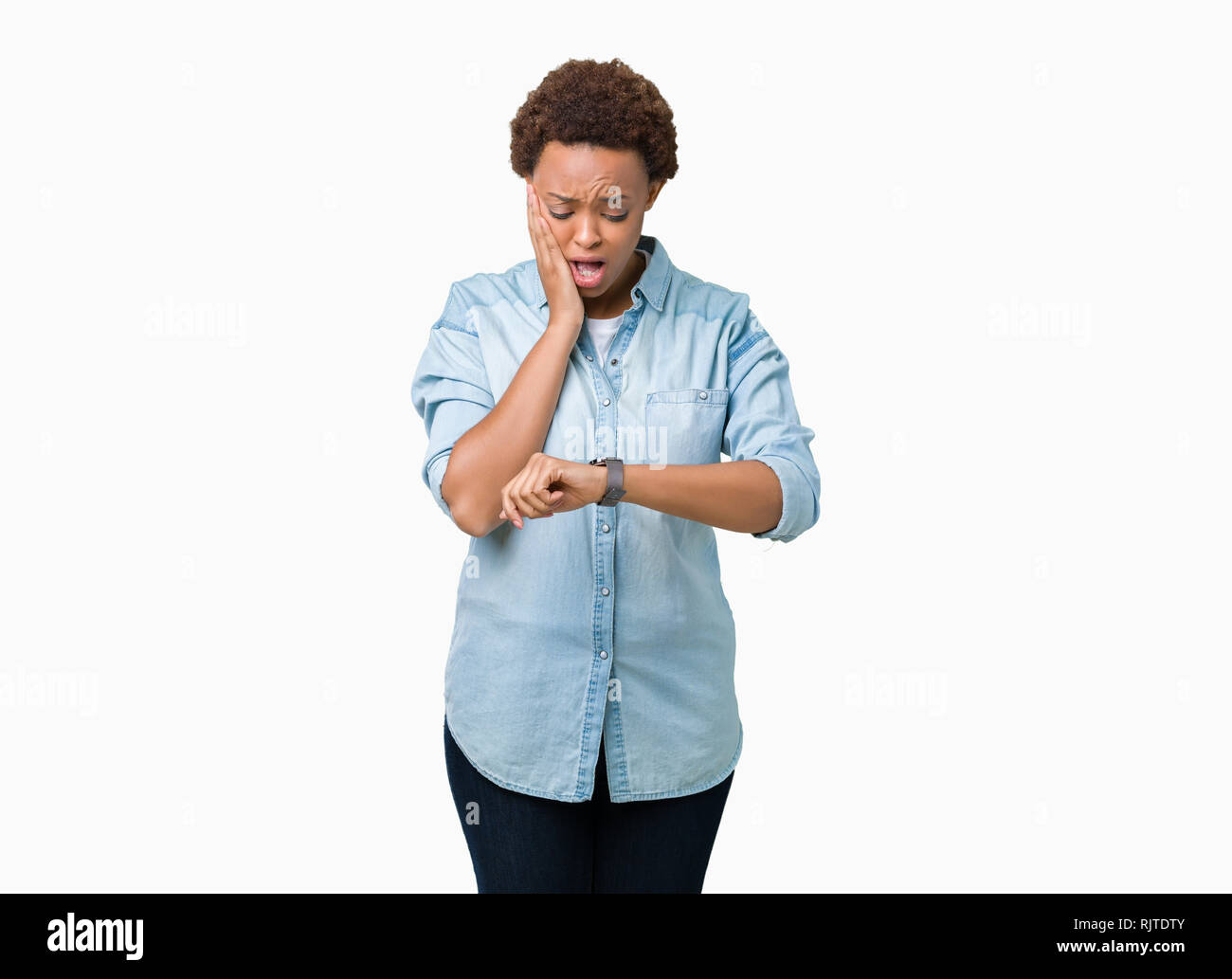 Young beautiful african american woman over isolated background Looking ...