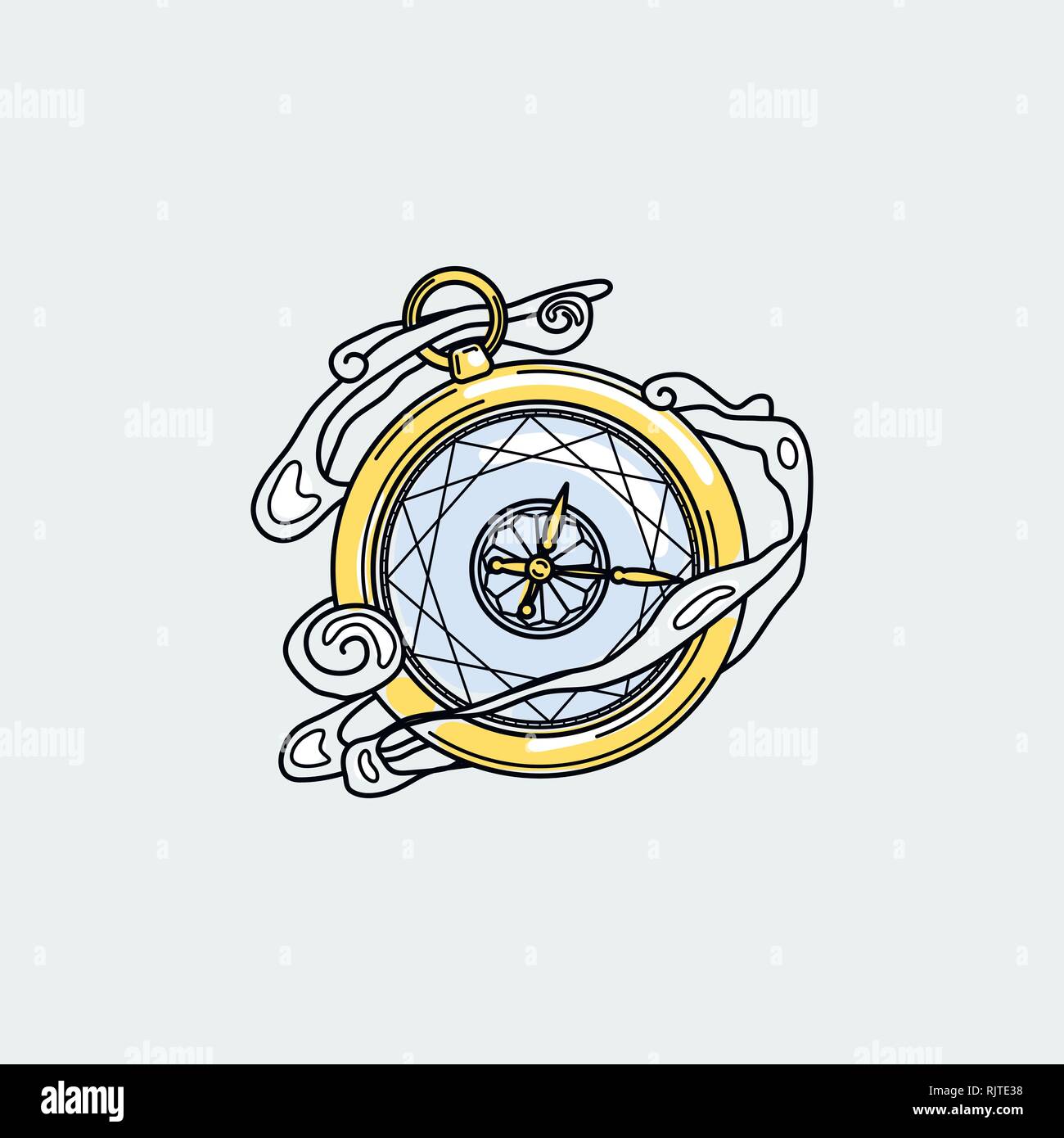 Vintage illustration of thin line clock timer icon. Vector graphic ...