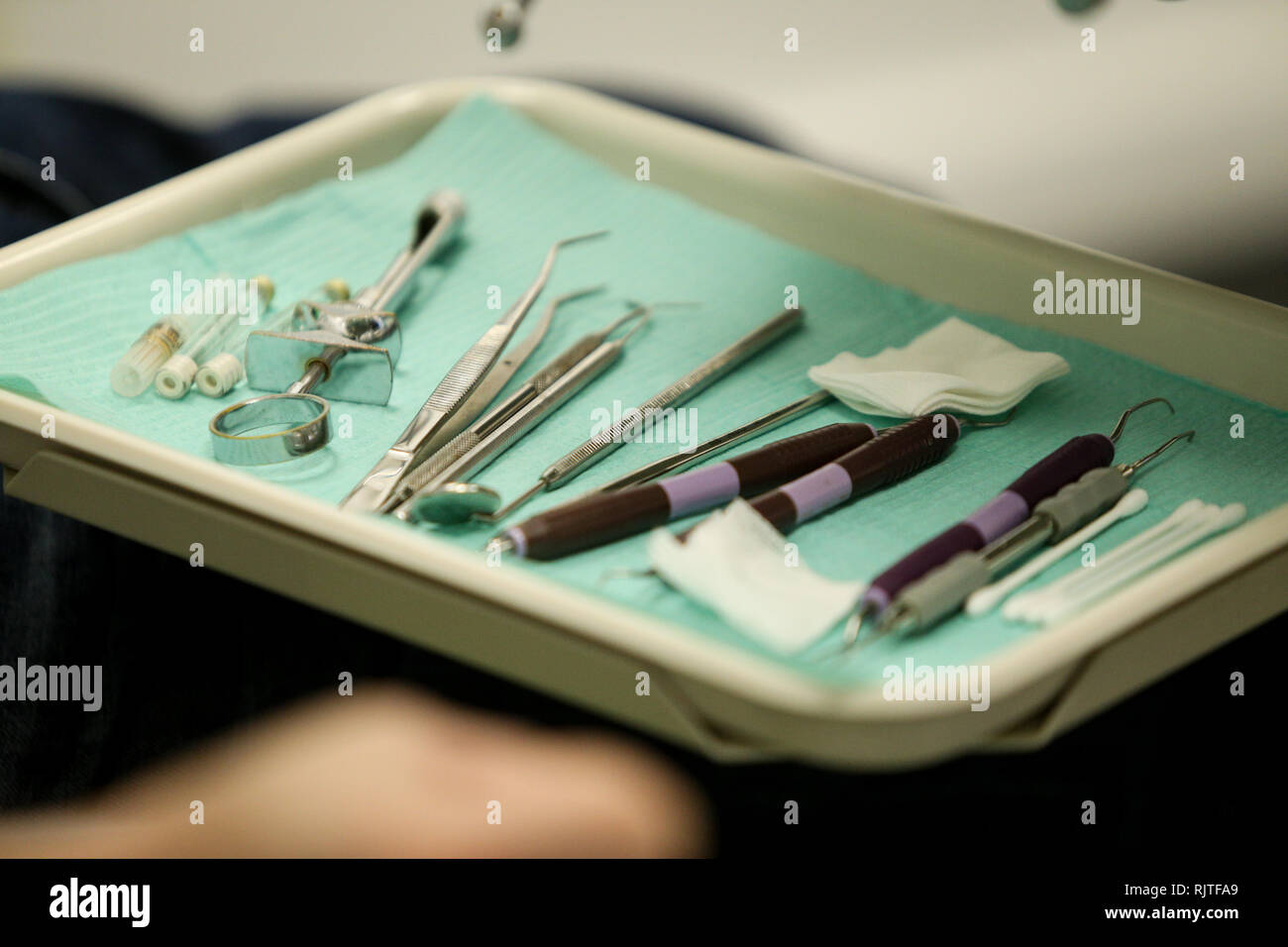 Details with stomatological medicine instruments at the dentist Stock ...