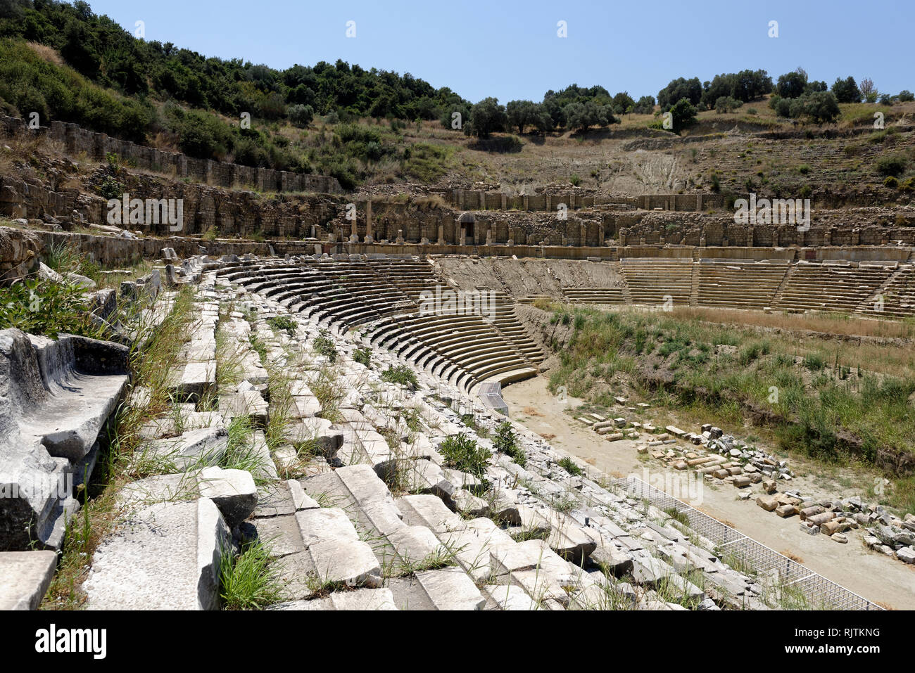 View of the large ancient stadium, Magnesia on the Meander, Tekin ...