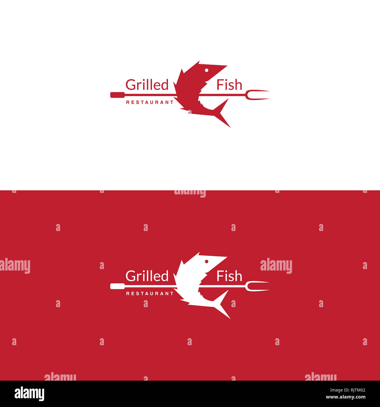 Logo grilled fish restaurant Stock Photo - Alamy