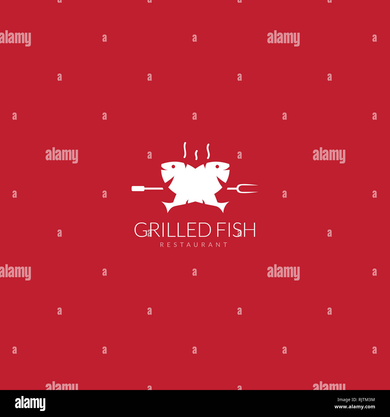 Logo grilled fish restaurant Stock Photo - Alamy