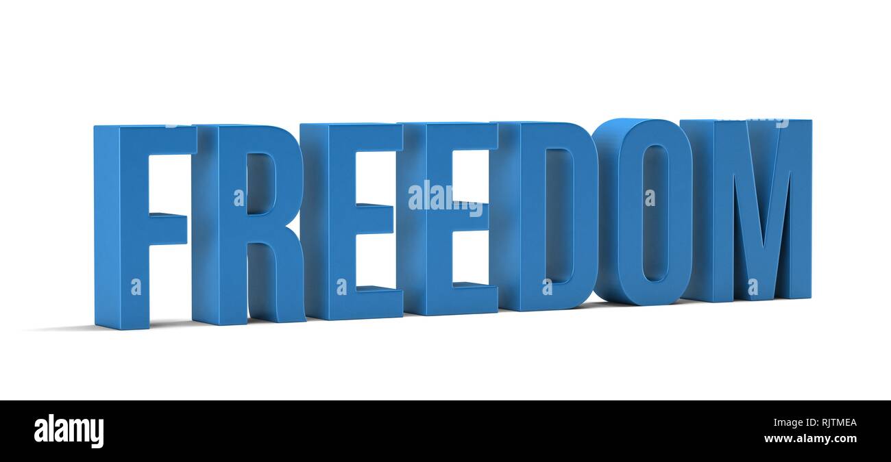Freedom word. 3D Render illustration in white background Stock Photo ...