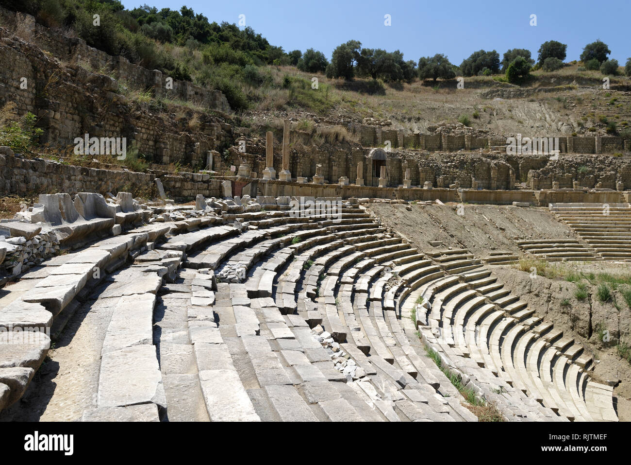 View of the large ancient stadium, Magnesia on the Meander, Tekin ...