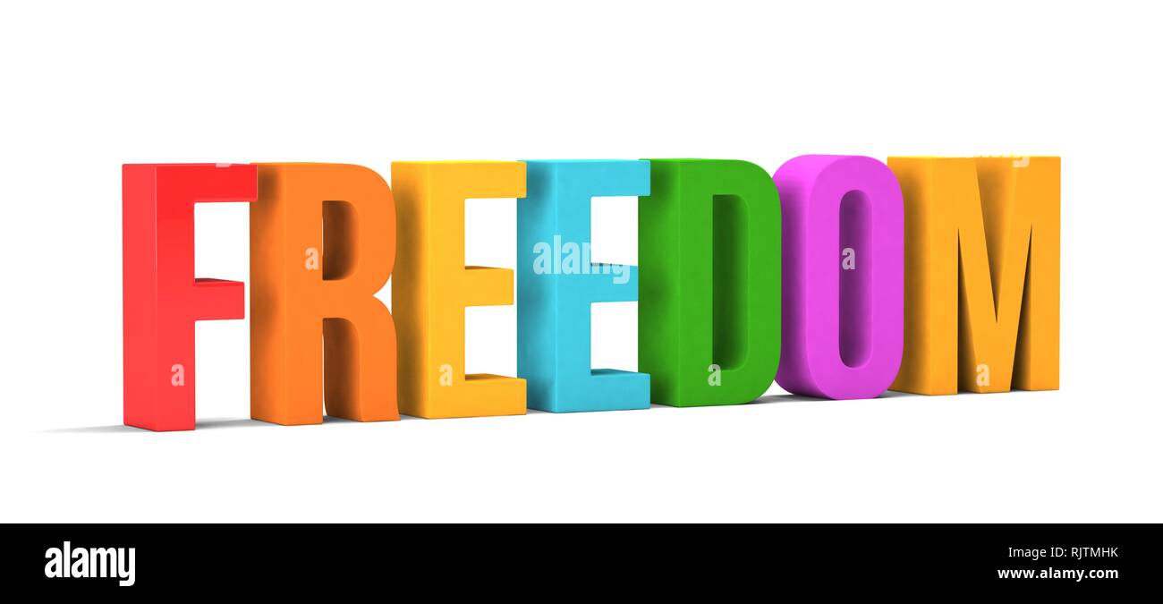 Freedom word. 3D Render illustration in white background Stock Photo ...