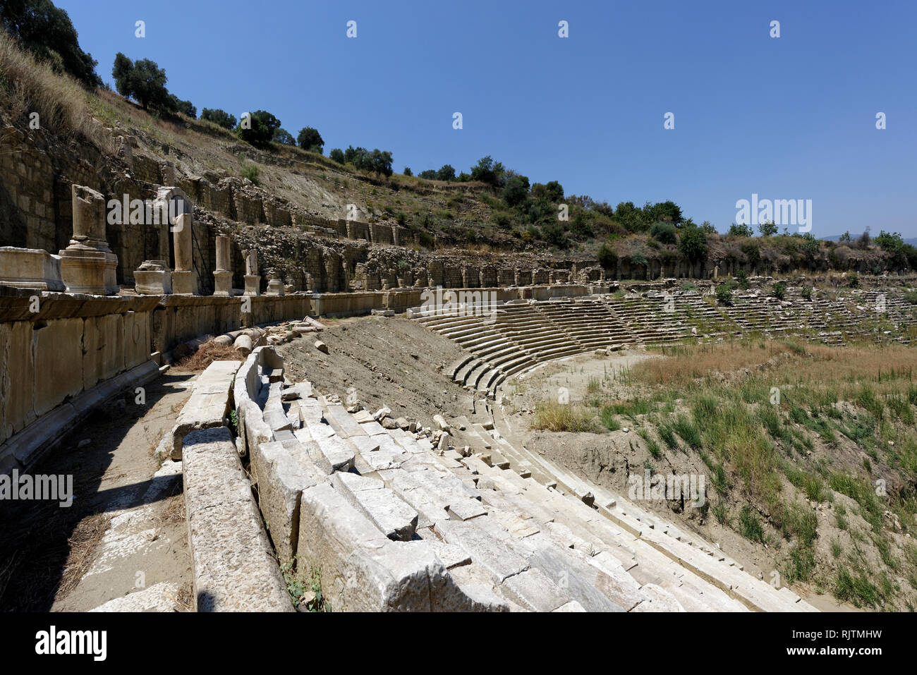 View of the large ancient stadium, Magnesia on the Meander, Tekin ...