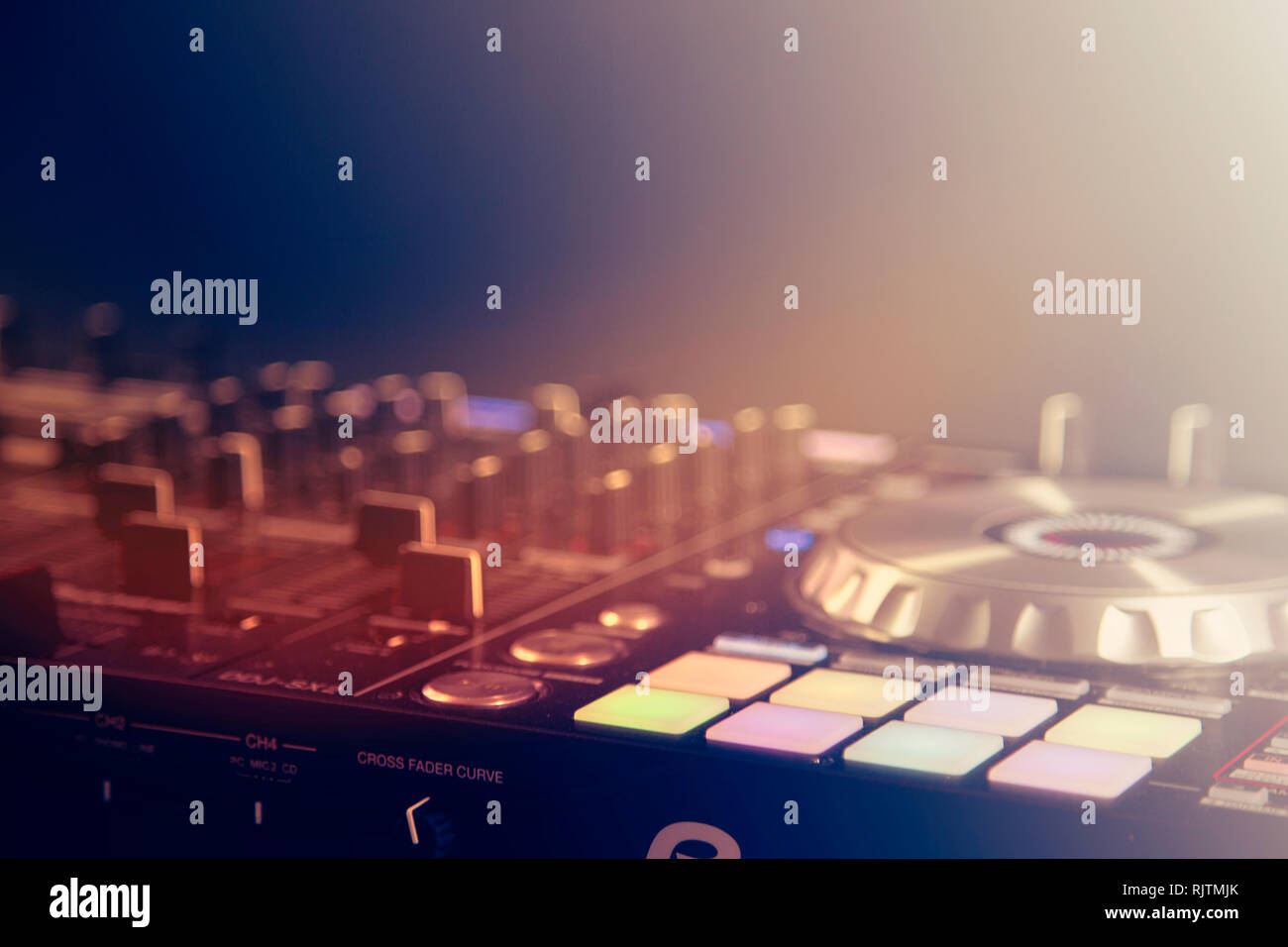DJ Hand Mixing on Controller Stock Photo - Alamy