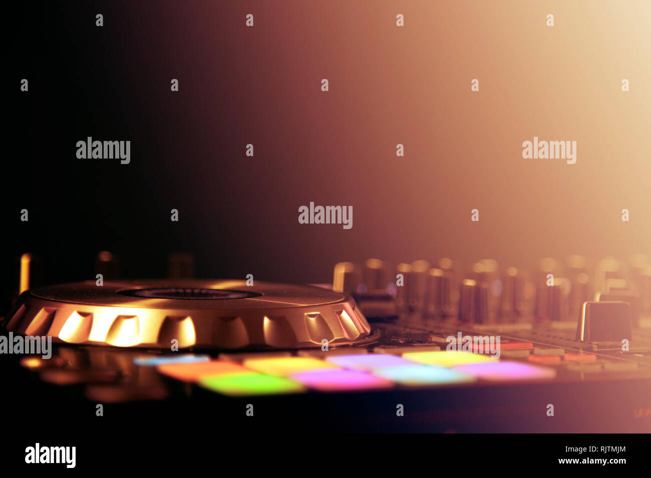 DJ Hand Mixing on Controller Stock Photo - Alamy