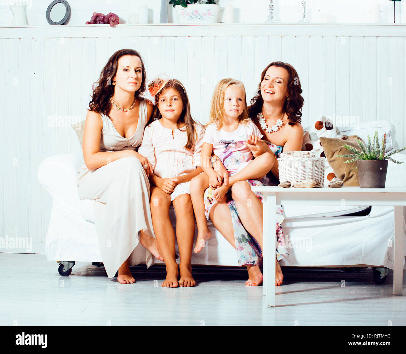 young pretty modern family at home happy smiling, lifestyle people ...
