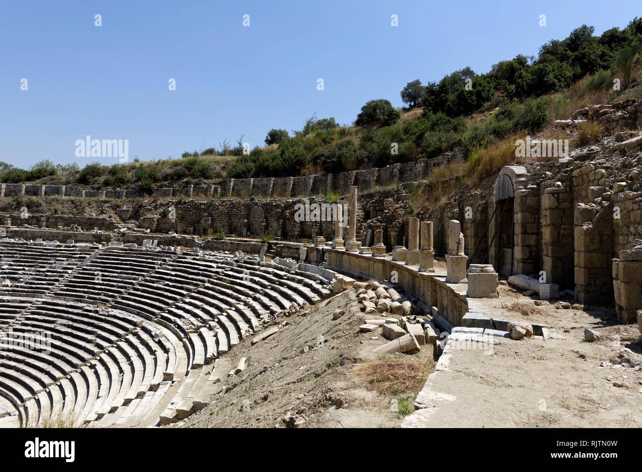 View of the large ancient stadium, Magnesia on the Meander, Tekin ...