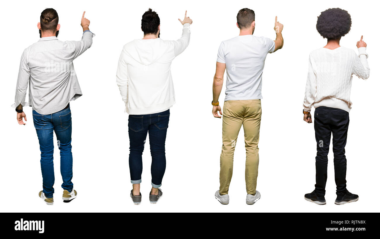 Collage of group of young men over white isolated background Posing ...