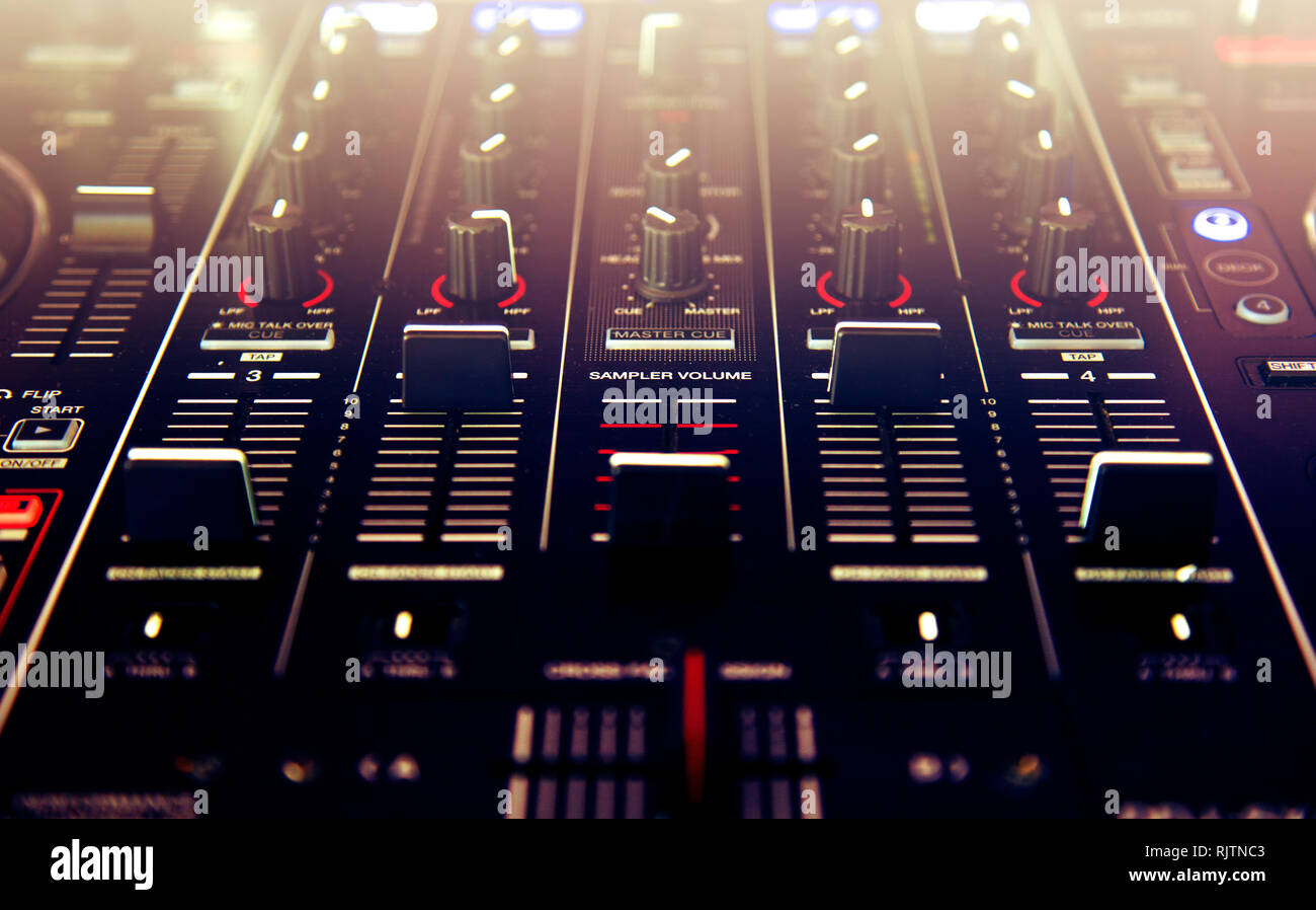 DJ Hand Mixing on Controller Stock Photo - Alamy