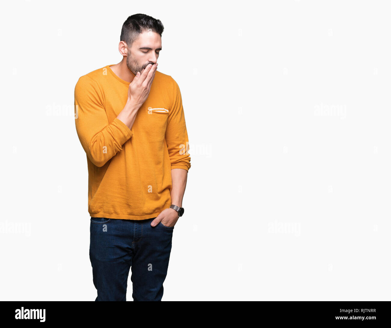 Young hispanic man waking Cut Out Stock Images & Pictures - Alamy