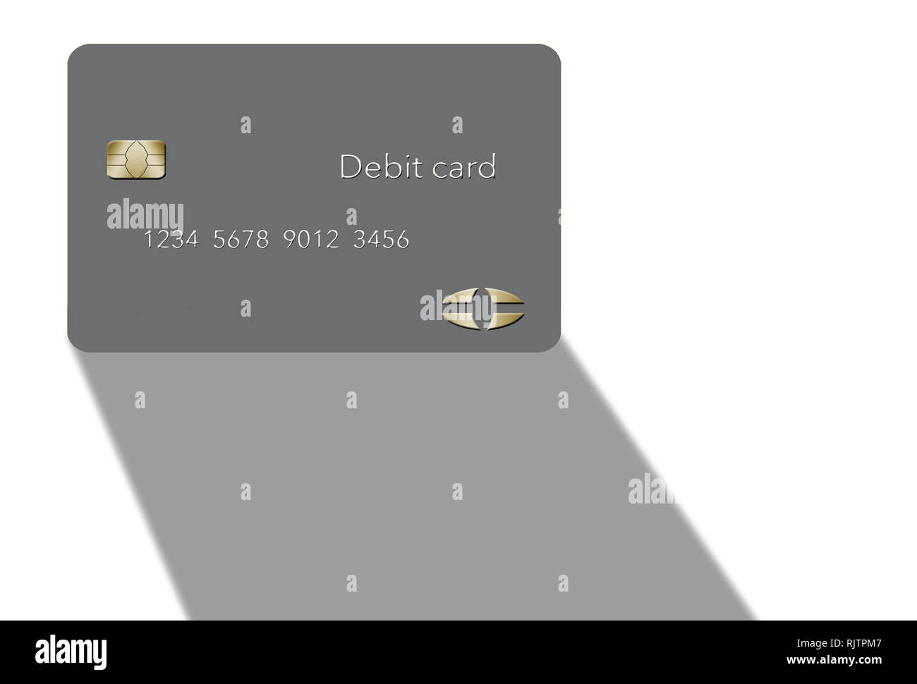 A debit card casts a shadow in this minimalist image with limited color ...