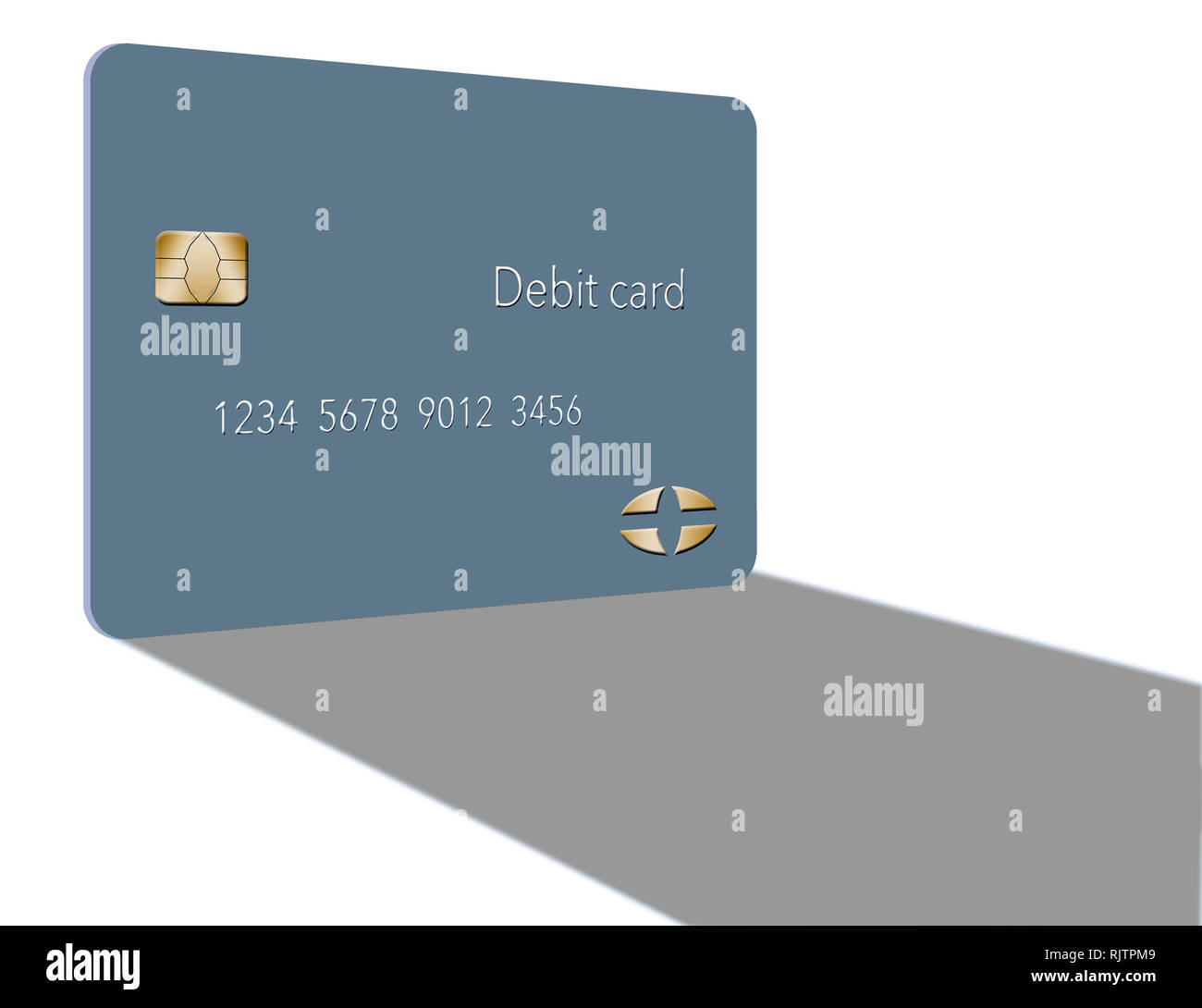 A debit card casts a shadow in this minimalist image with limited color ...
