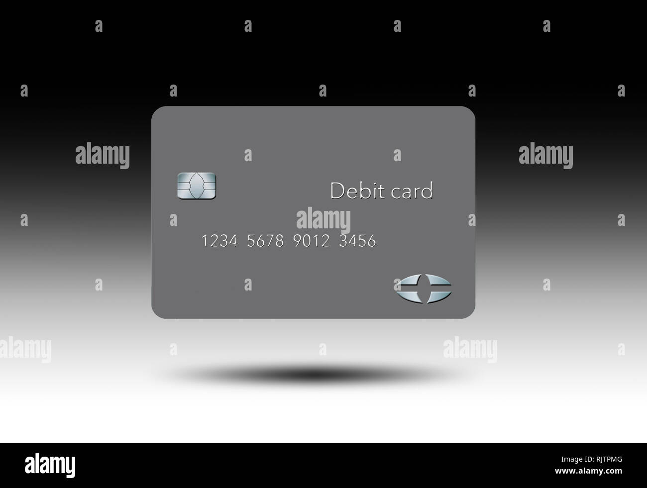 A debit card casts a shadow in this minimalist image with limited color ...