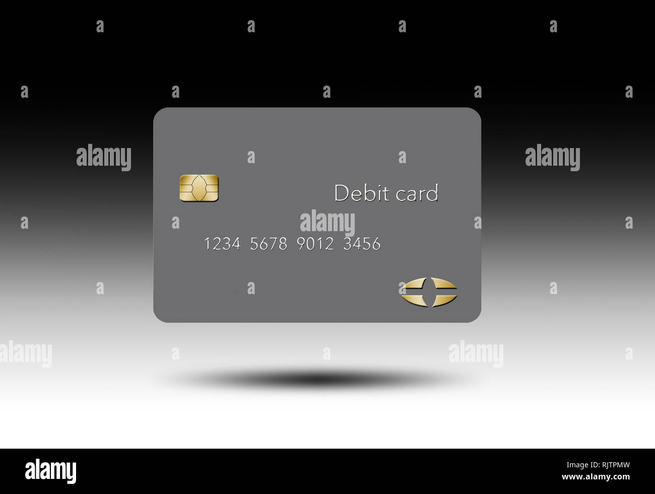 A debit card casts a shadow in this minimalist image with limited color ...