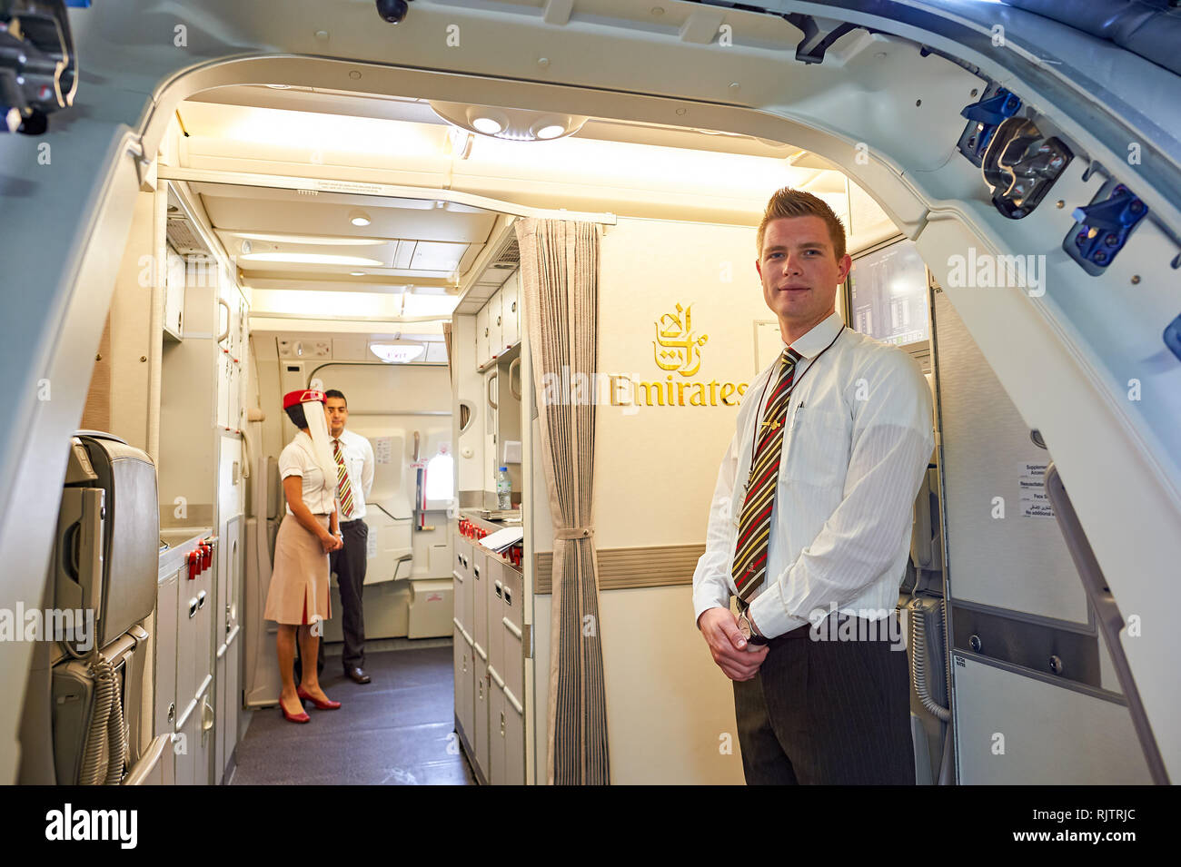 BANGKOK, THAILAND - MARCH 31, 2015: Emirates crew member meet ...