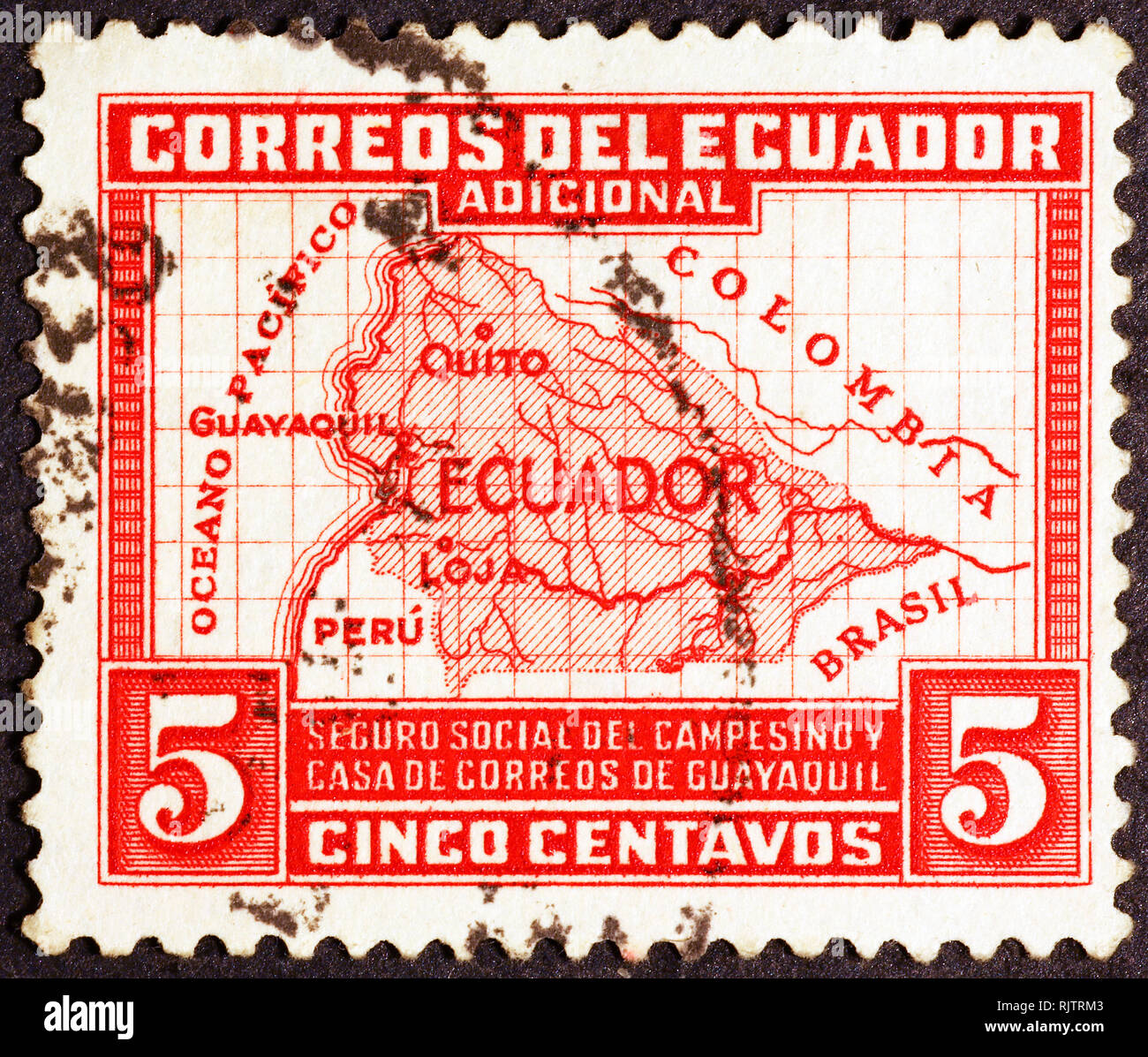 Map of Ecuador on old postage stamp Stock Photo - Alamy