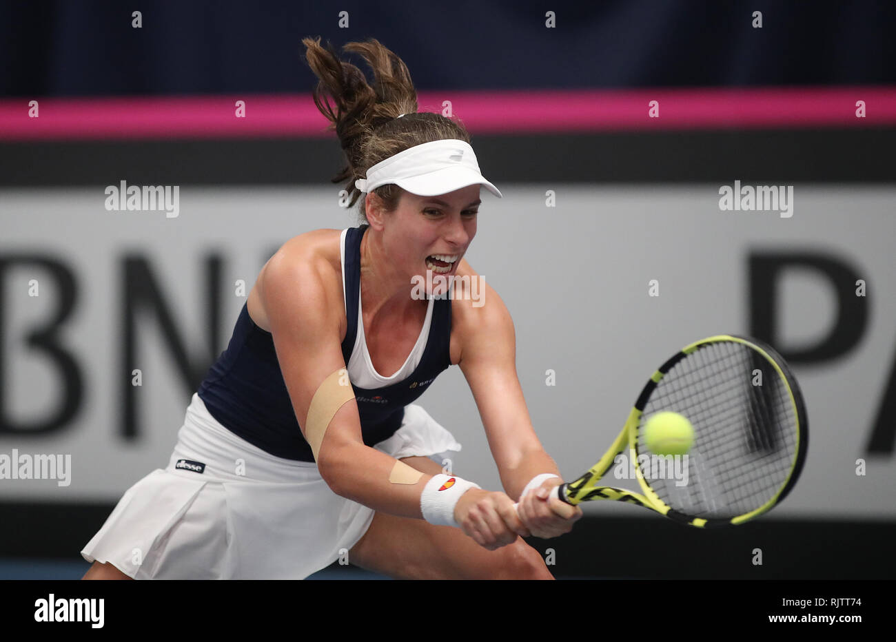 Great Britain's Johanna Konta in action against Maria Sakkari during ...