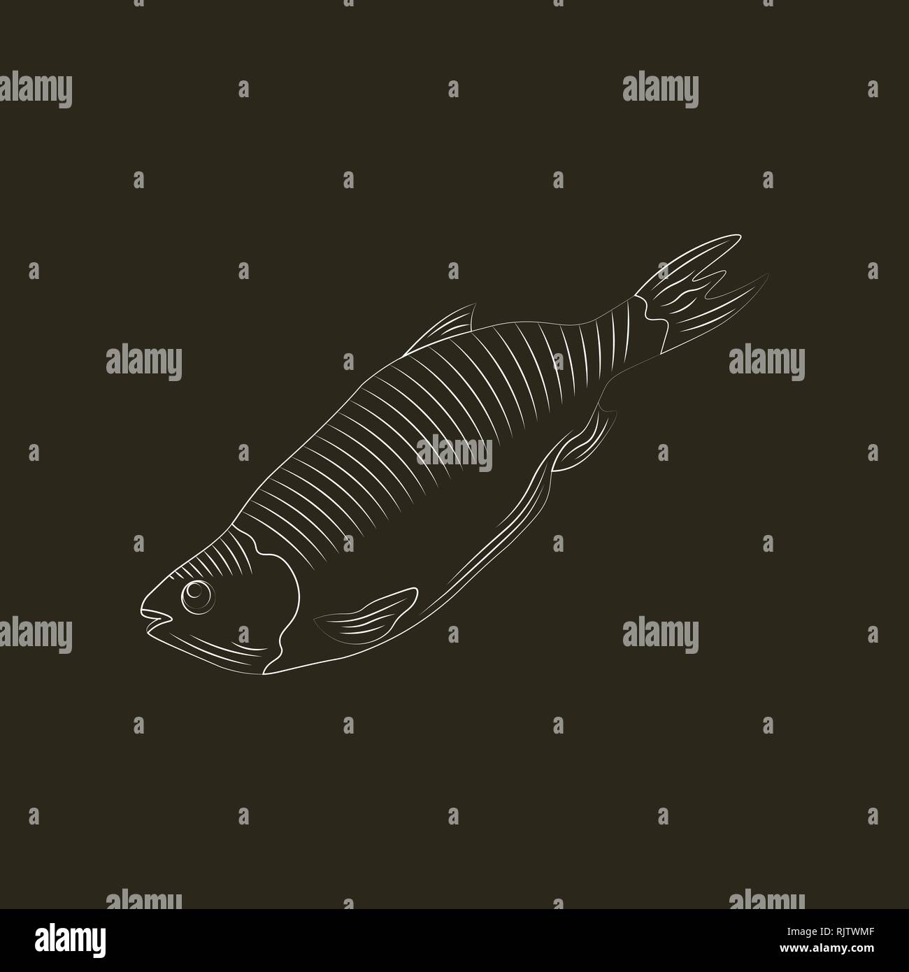 Fish icon vector isolated. Stylization by hand drawing 10 eps Stock ...