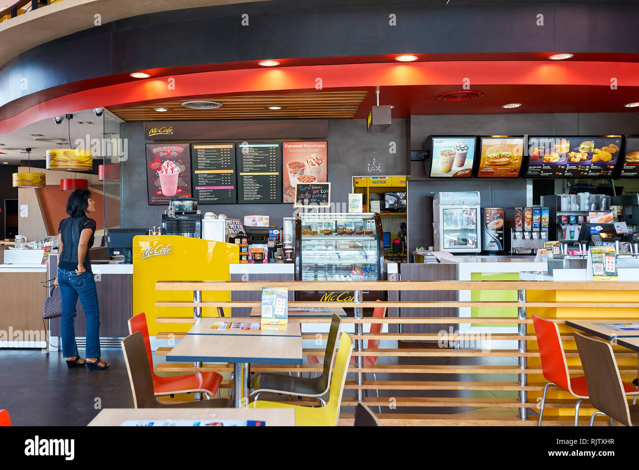 PATTAYA, THAILAND - FEBRUARY 25, 2016: interior of McCafe. McCafe is a ...