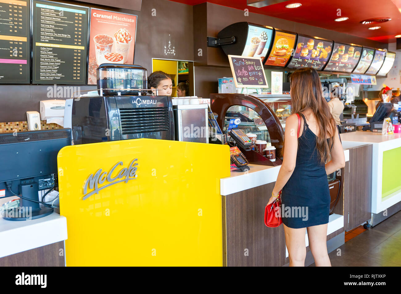 PATTAYA, THAILAND - FEBRUARY 25, 2016: interior of McCafe. McCafe is a ...