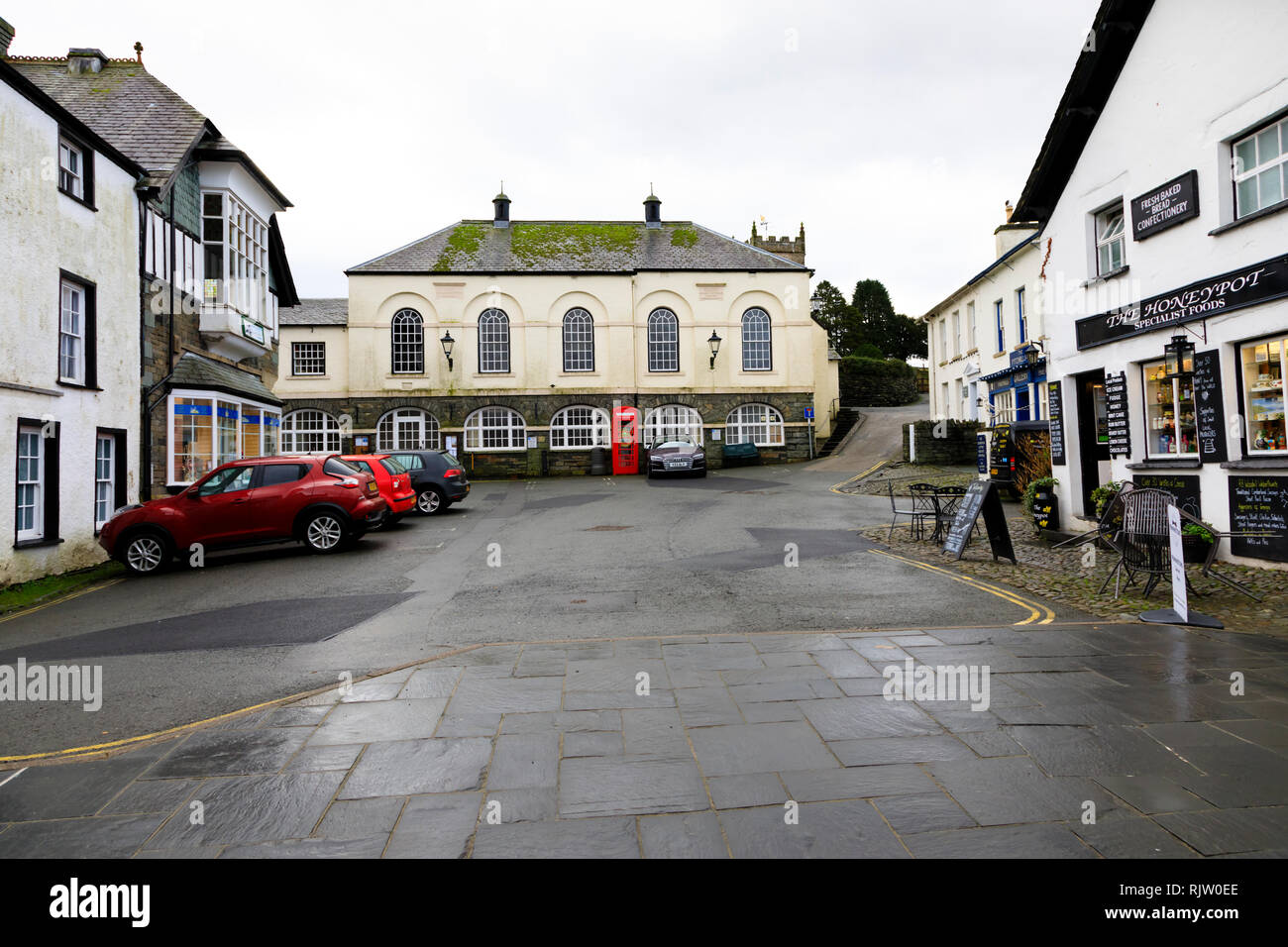The Market house hall, Hawkshead village market place square, Lake ...