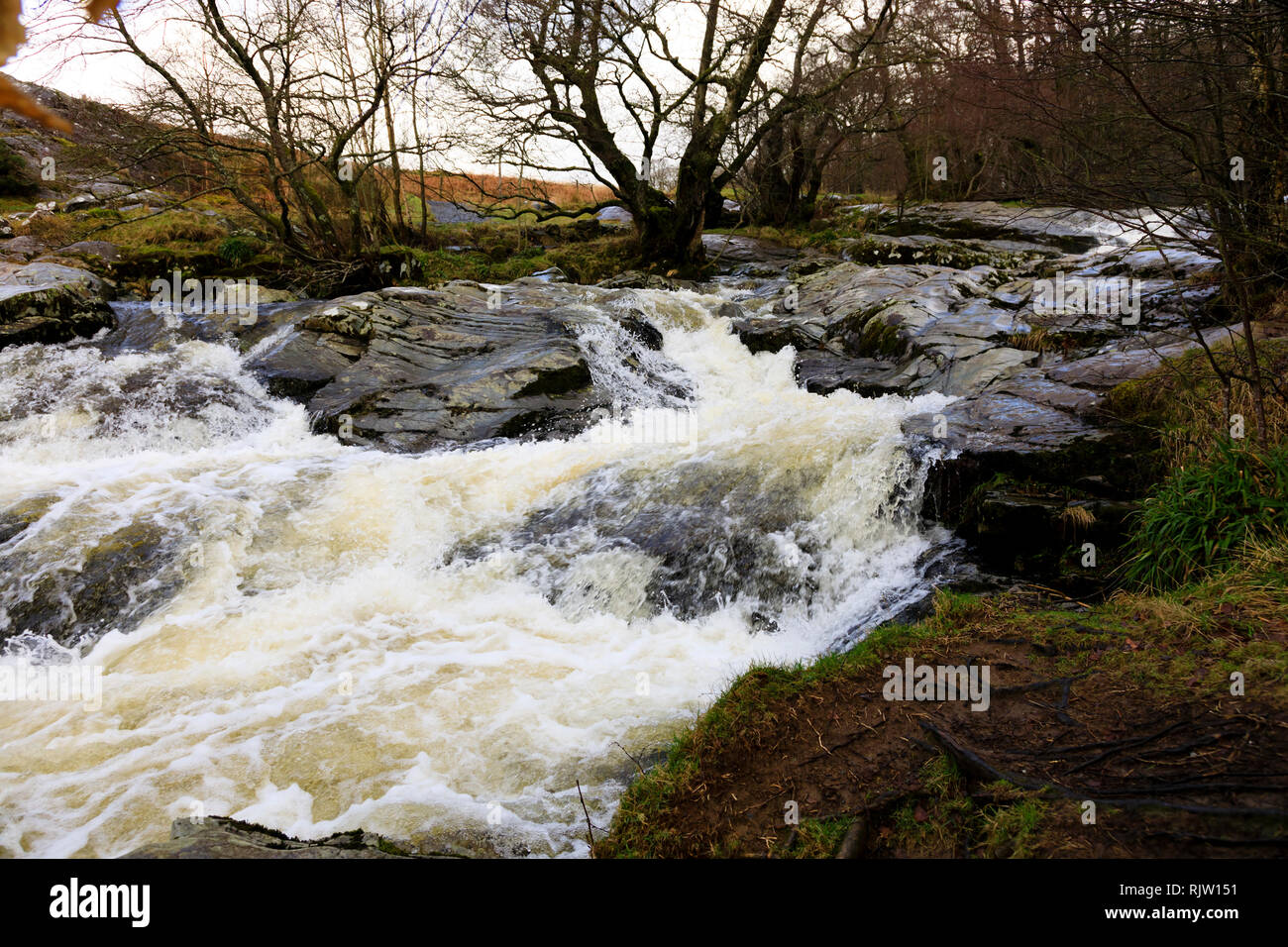 Aira Force waterfall, Matterdale, Penrith, Lake District, Cumbria ...