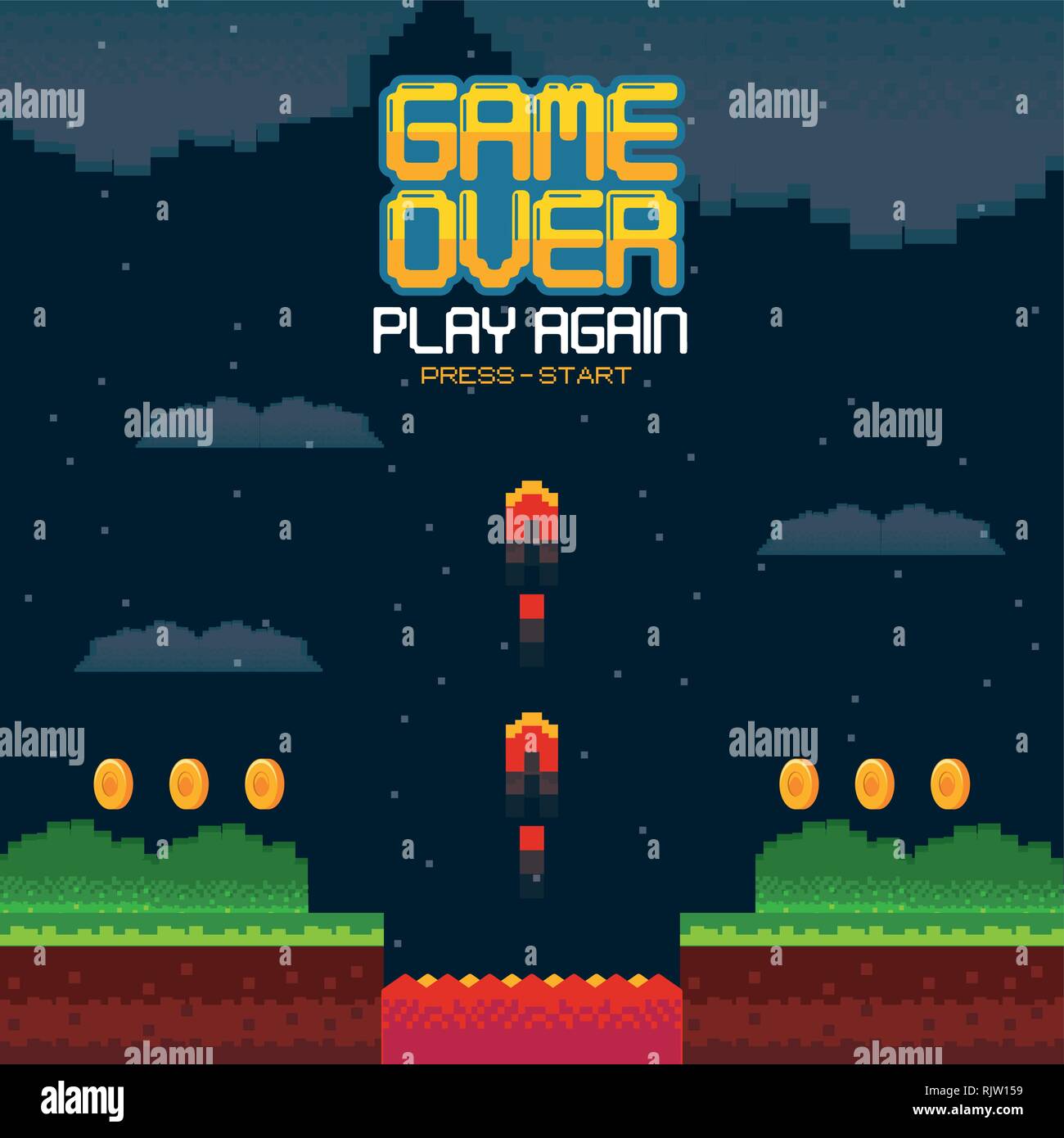 videogame game over concept Stock Vector Image & Art - Alamy