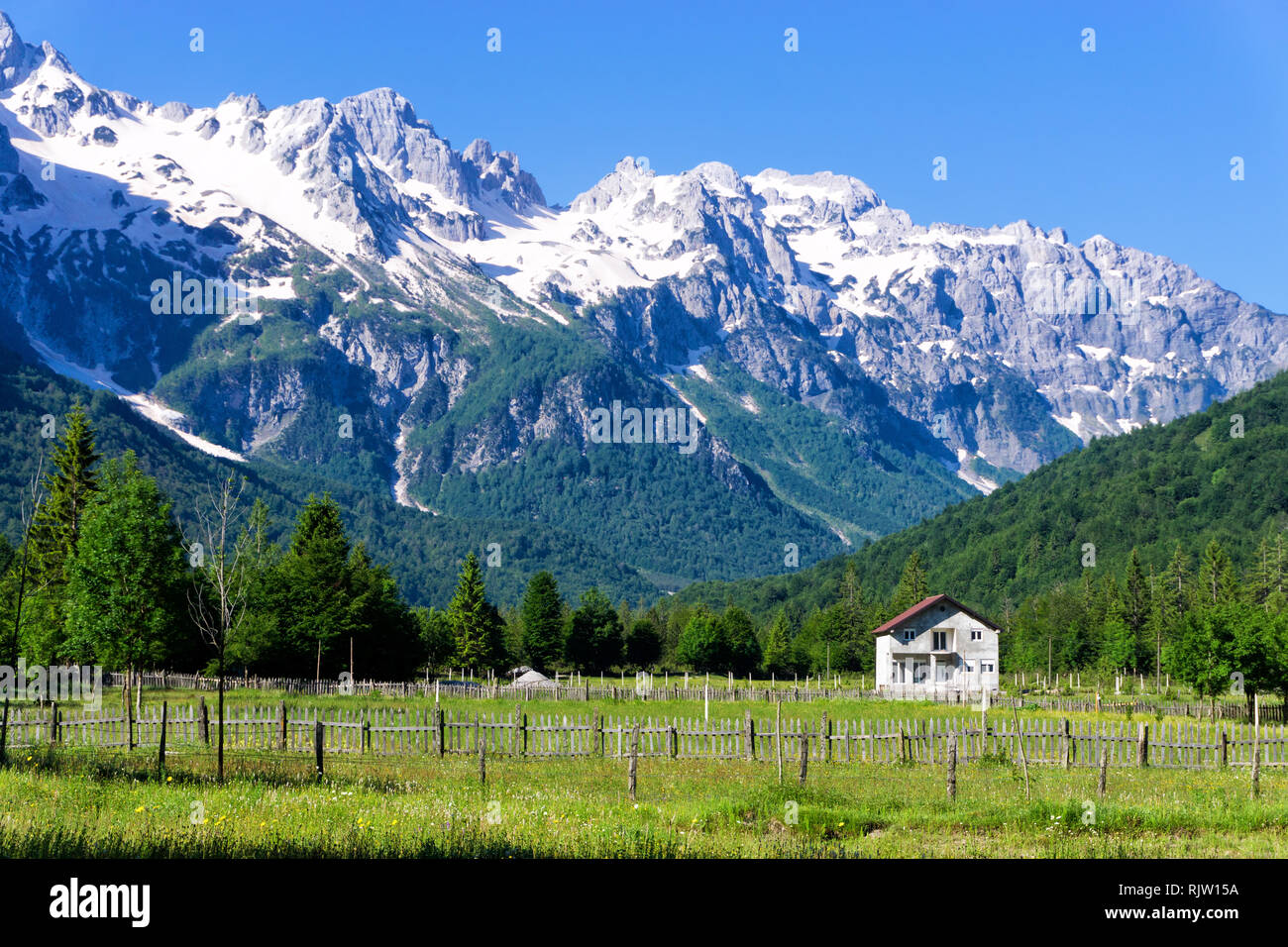 View of Valbona village in the north of Albania Stock Photo - Alamy