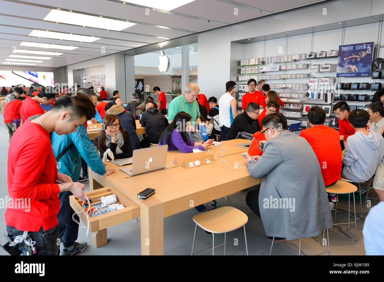 HONG KONG - DECEMBER 25, 2015: interior of Apple store. Apple Inc. is ...