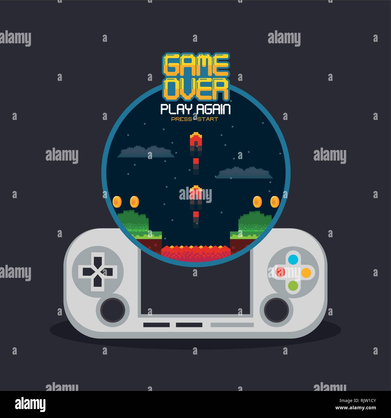 videogame game over concept Stock Vector Image & Art - Alamy
