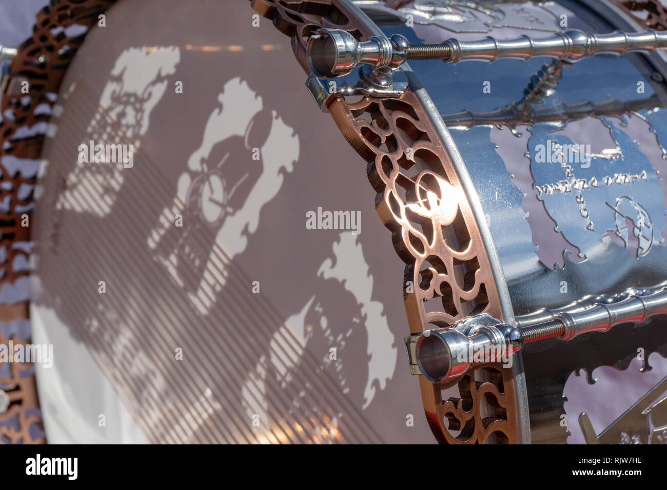 Handmade drum with metal ring and modern design Stock Photo - Alamy