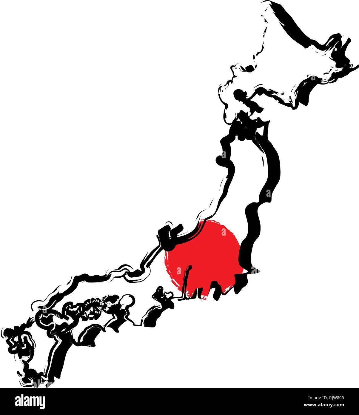 Map of Japan with flag Stock Vector Image & Art - Alamy