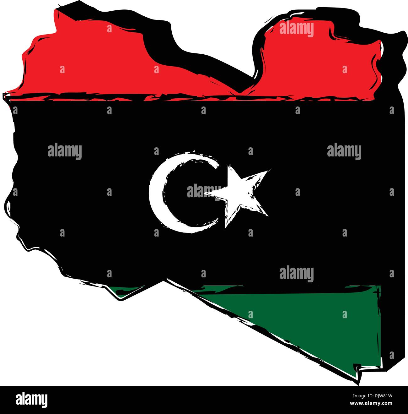 Map of Libya with flag Stock Vector Image & Art - Alamy
