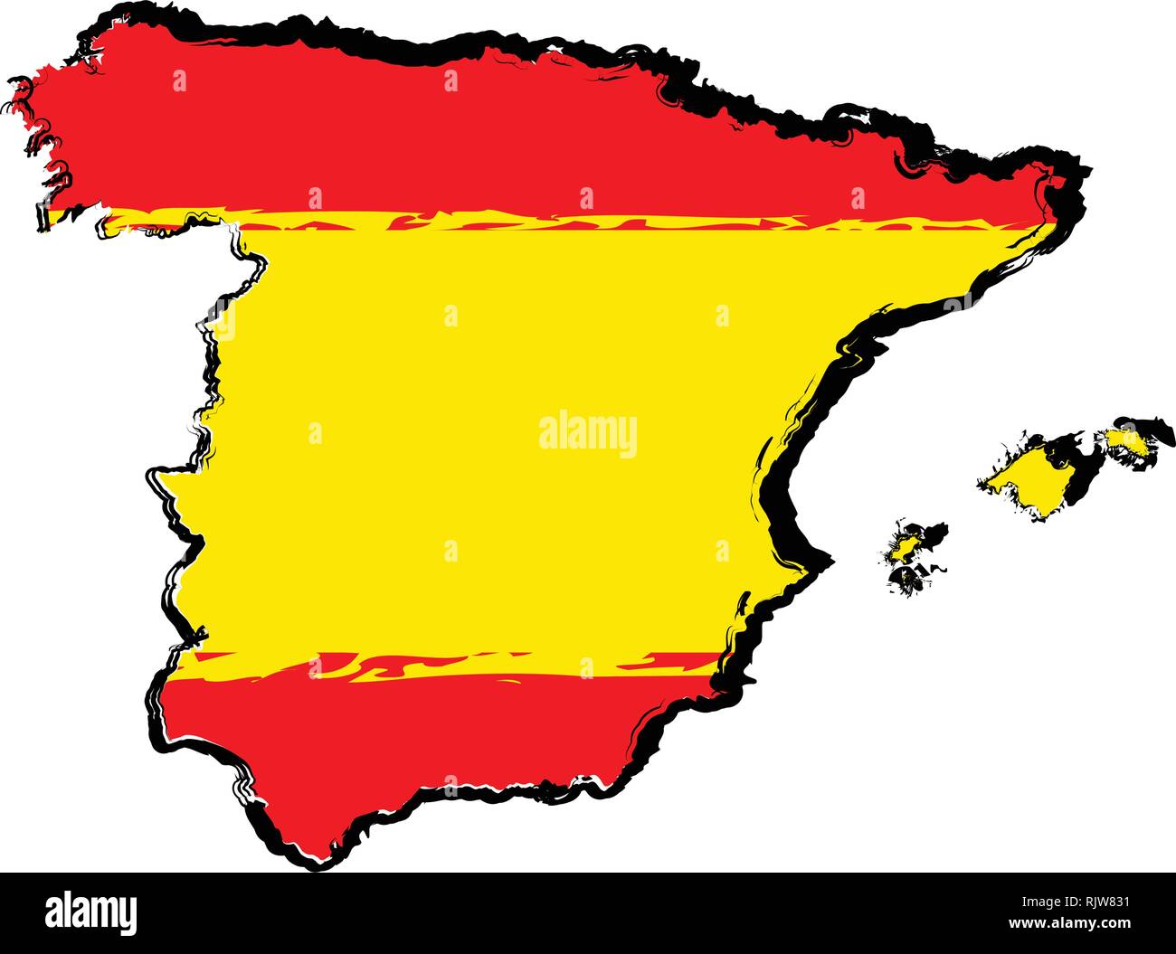Map of Spain with flag Stock Vector Image & Art - Alamy