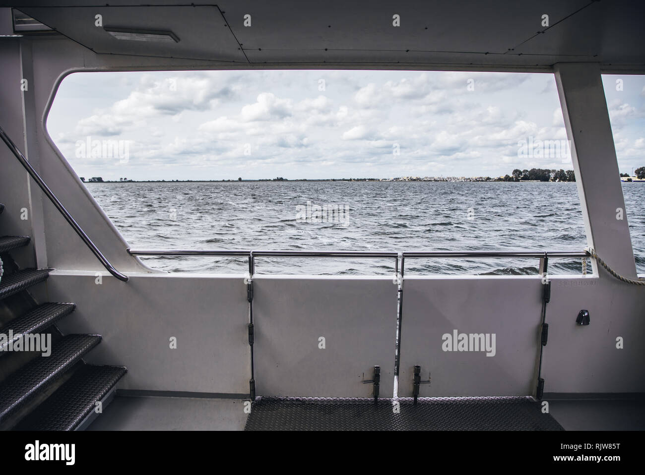 Inside a boat in the sea, detail of maritime transport, cruise and ...