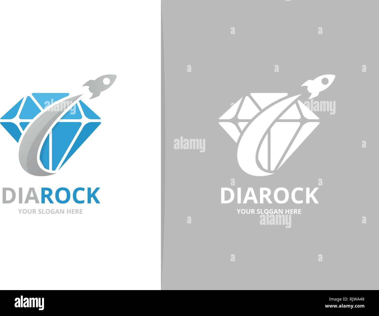 Diamond and rocket logo combination. Unique gem and flight logotype ...