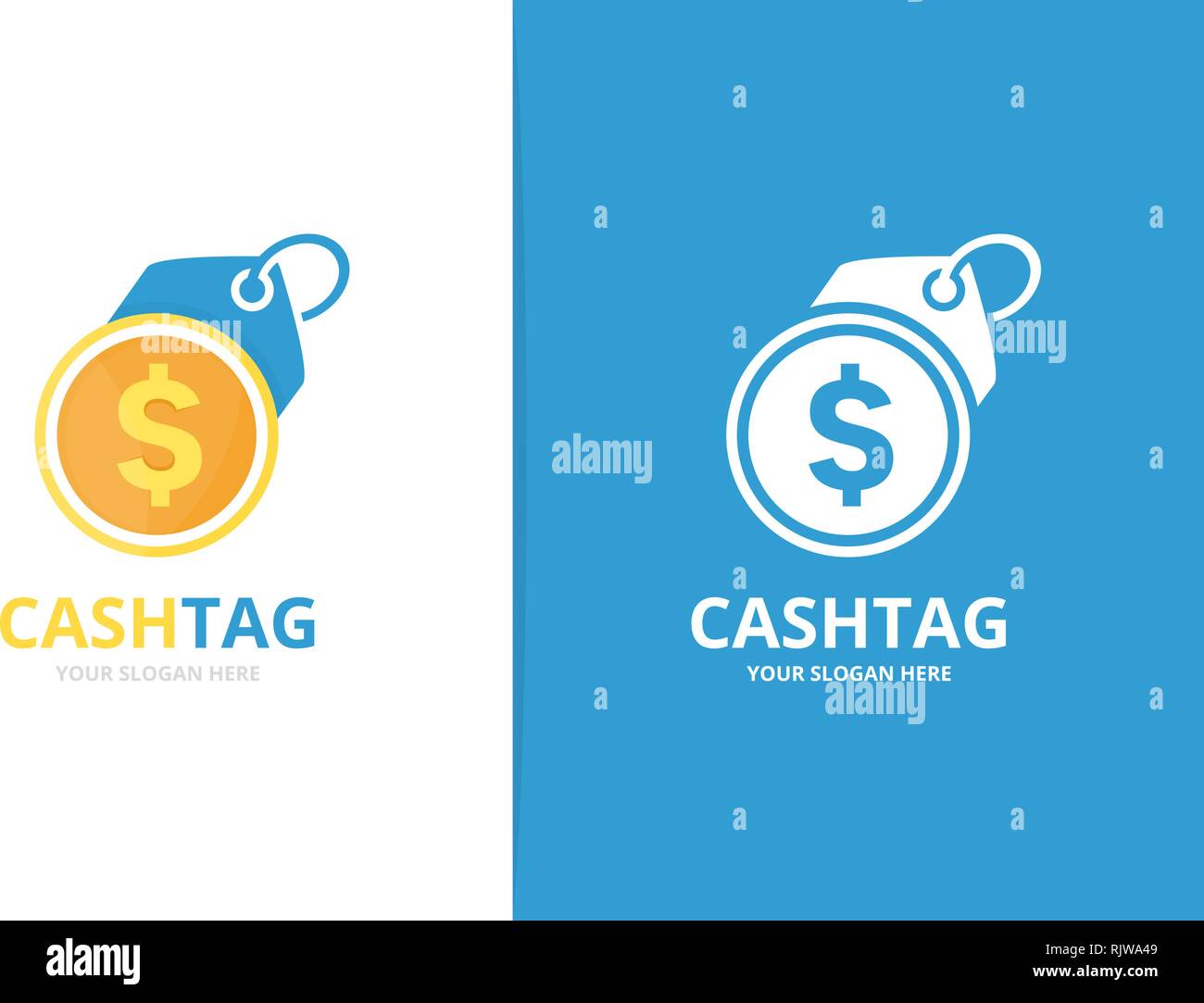 Coin and tag logo combination. Unique cash and label logotype design ...