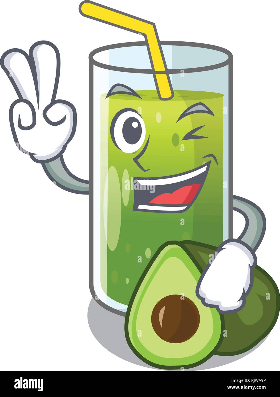 Two finger avocado smoothie on wooden cartoon table Stock Vector Image ...
