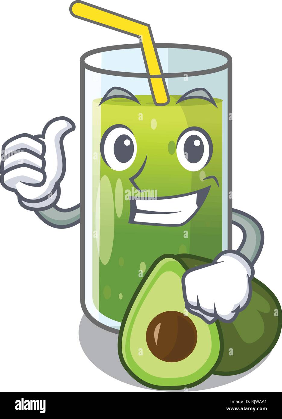 Thumbs up avocado smoothie on wooden cartoon table Stock Vector Image ...