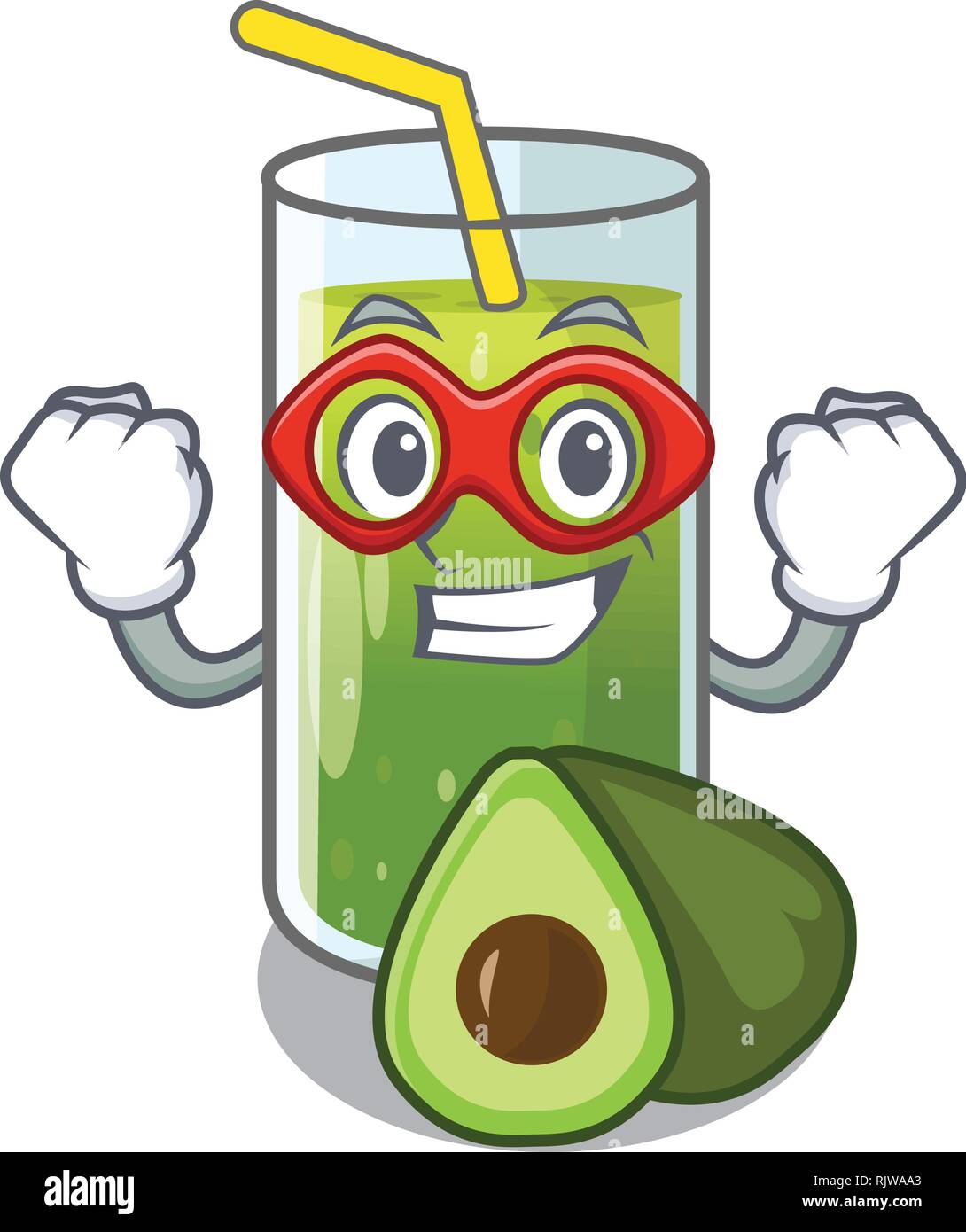 Super hero avocado smoothie on wooden cartoon table Stock Vector Image ...