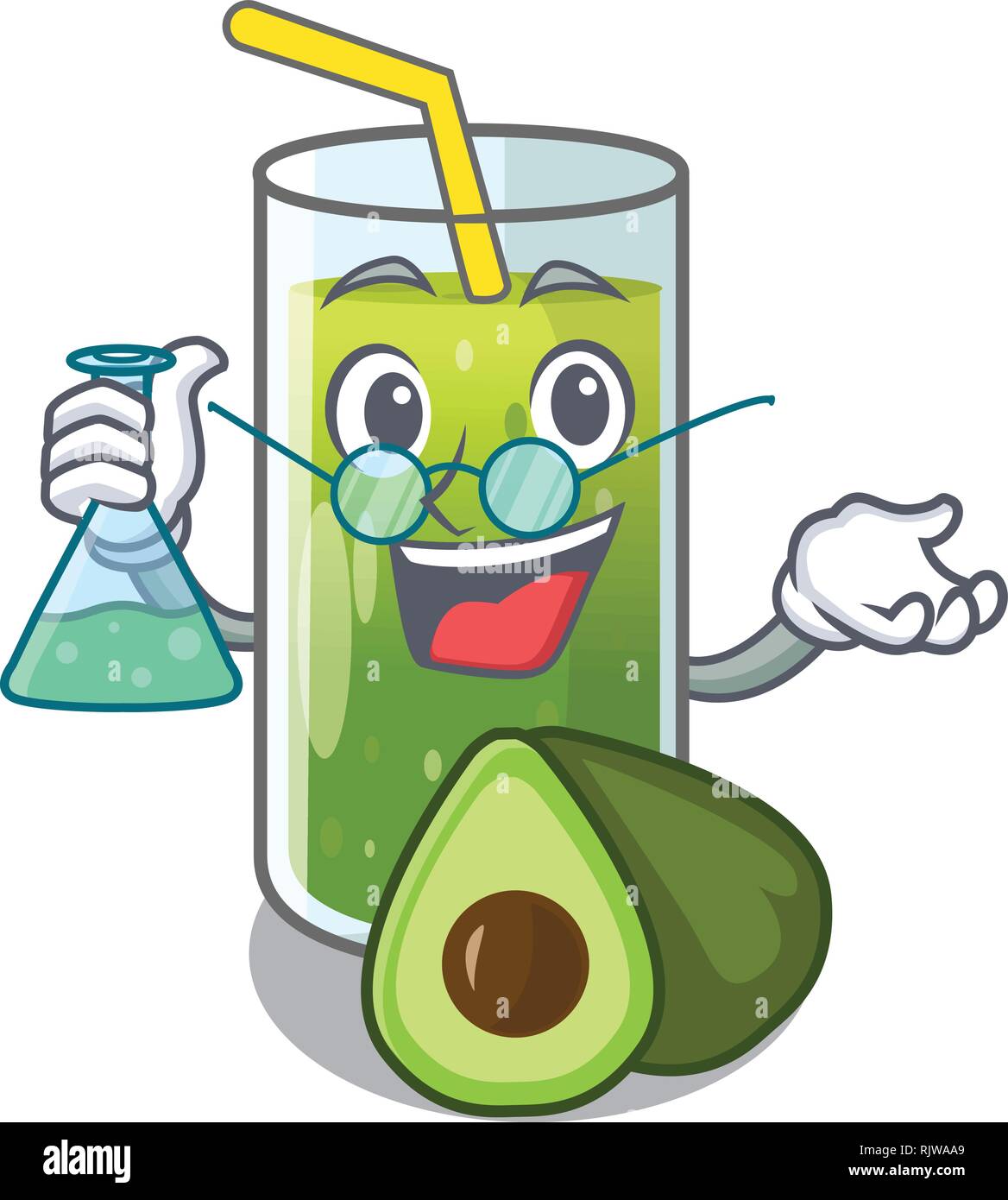Professor avocado smoothie on wooden cartoon table Stock Vector Image ...